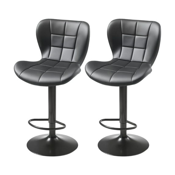 Bar Stool Set of 2, PU Leather Counter Height Stools, Swivel Kitchen ...