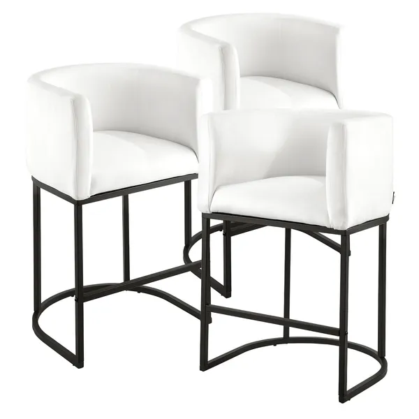 Bar Stool Set of 3 25 Inch Counter Height Stools with Backrest Armrest ...