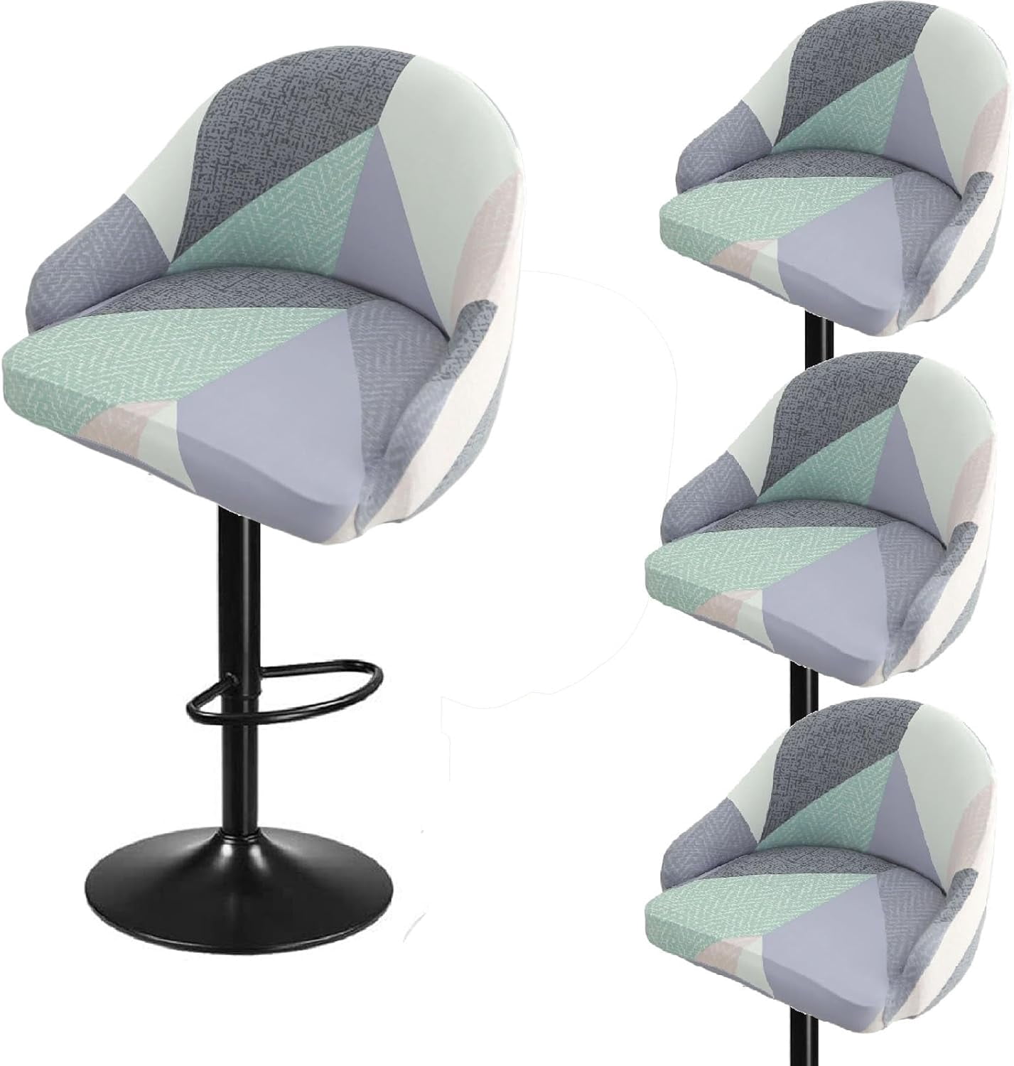 Bar Stool Slipcovers, Swivel Chair Covers with Back, Stretch Counter ...
