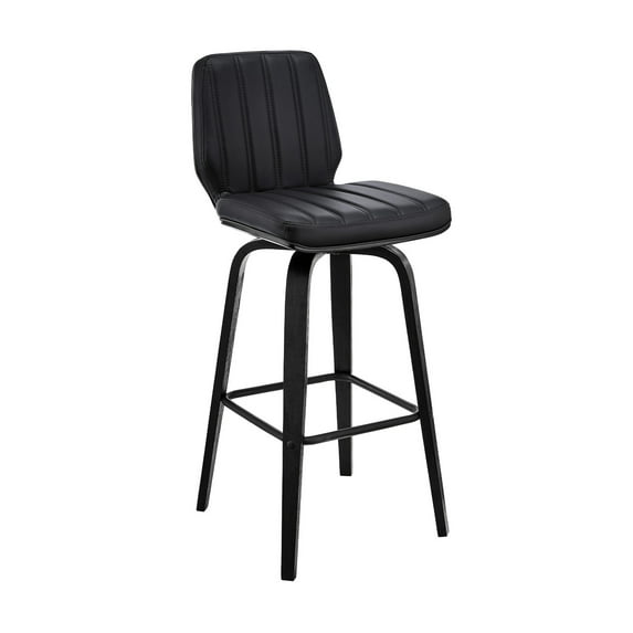 Bar Stool with 360-Degree Rotation | Gray Faux Leather Design | Step-by ...