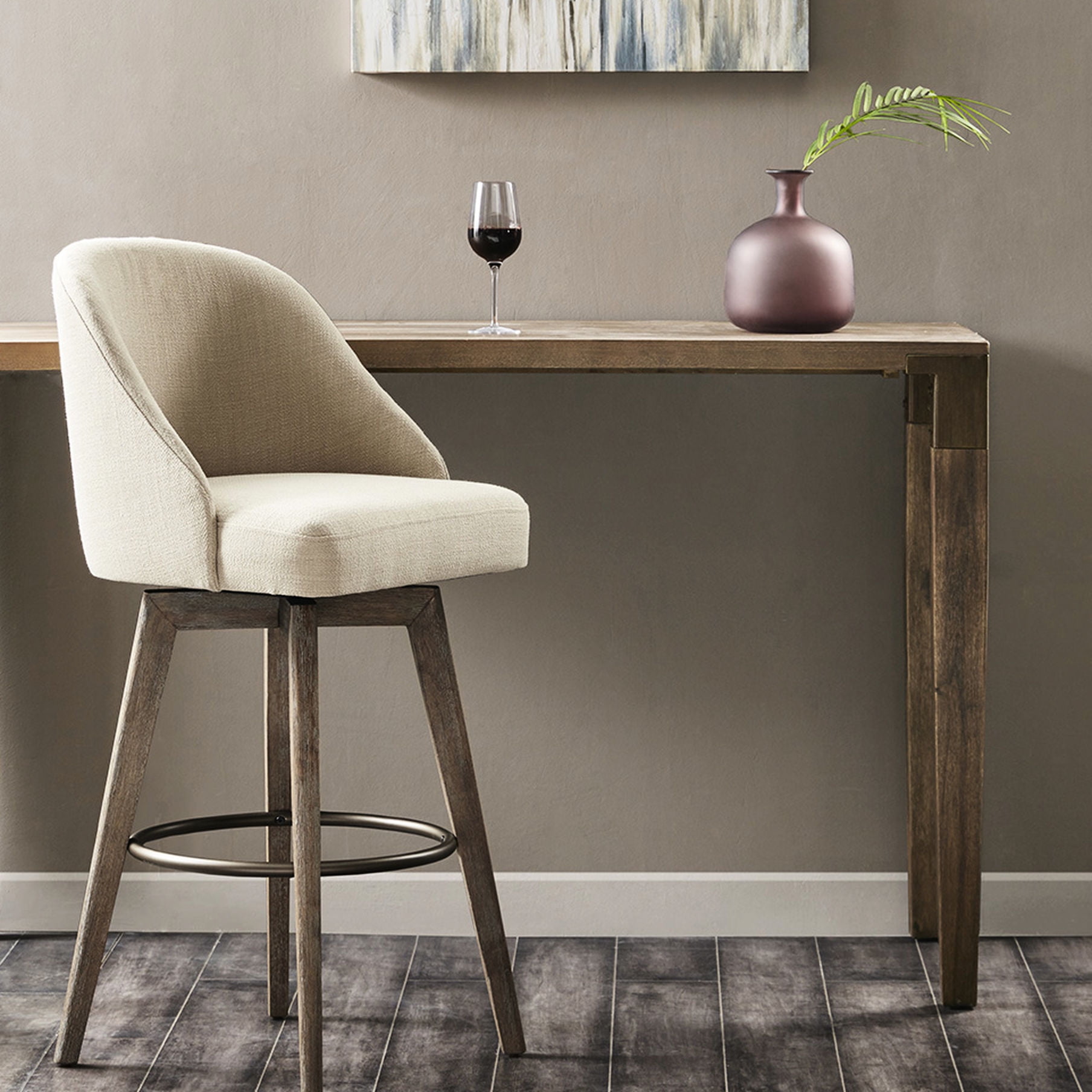 Bar Stool with 360 Rotation | Solid Wood and Plywood Arm | 300 lbs Max ...