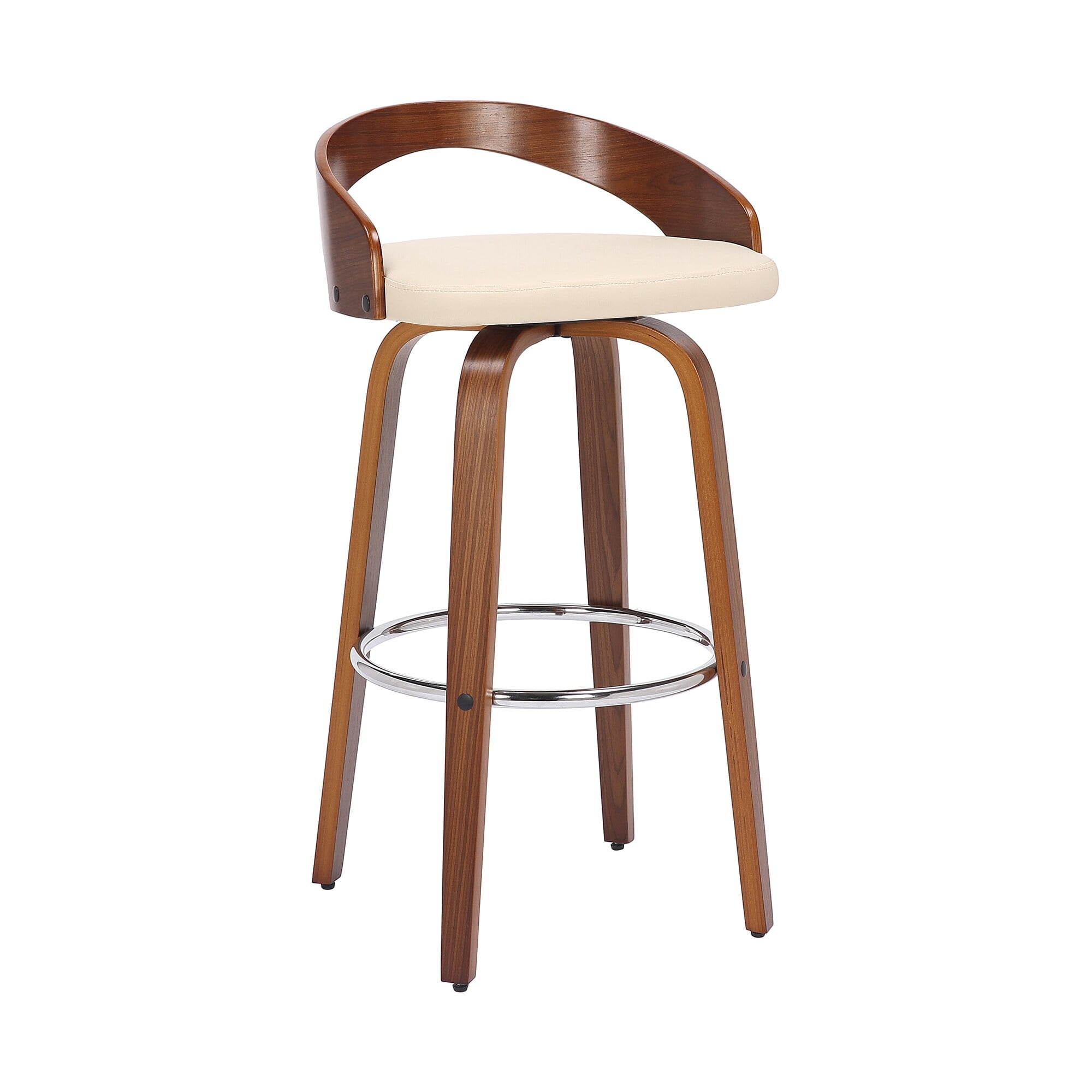 Bar Stool with Curved Open Back and Swivel Mechanism, Brown - Walmart.com