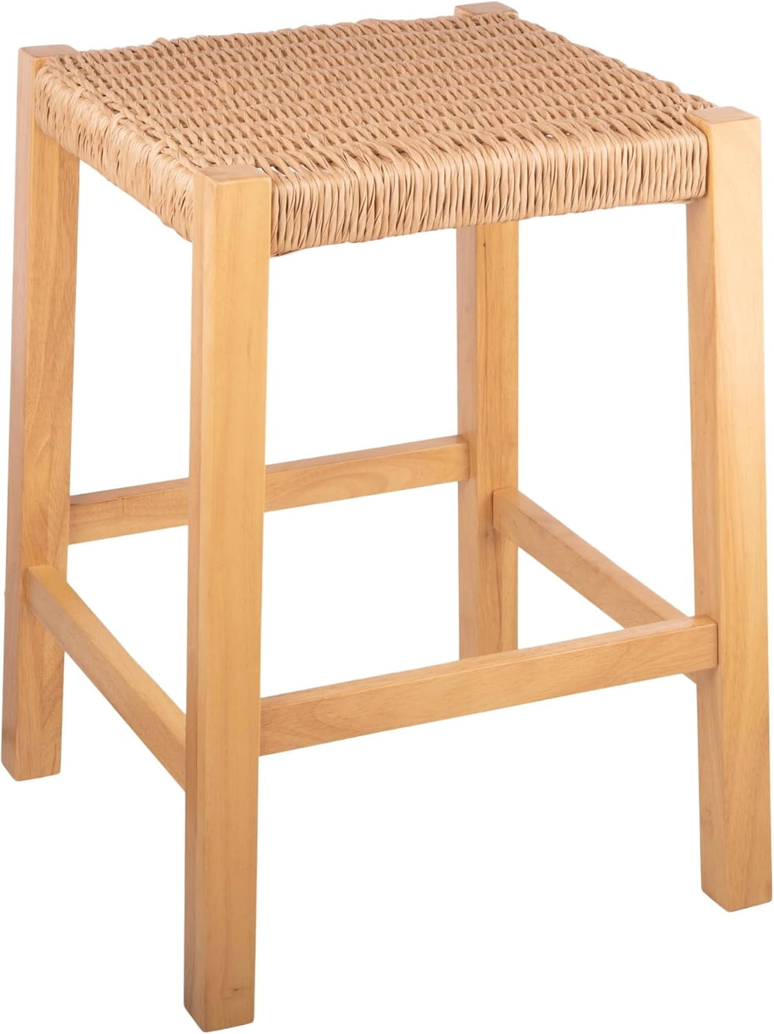 Bar Stool with Handcrafted Woven Rope Seat - 24-Inch Counter Height ...