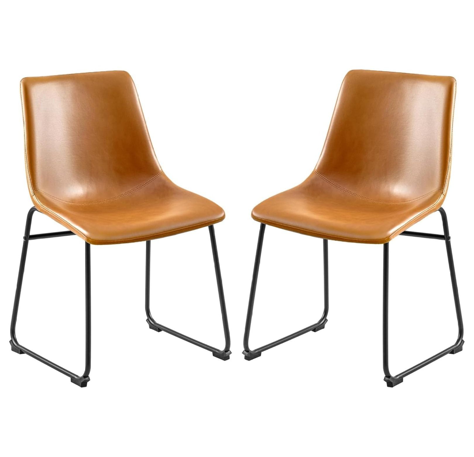 Bar Stools 18 Inches Counter Height Set of 2, PU Leather Dining Chairs ...