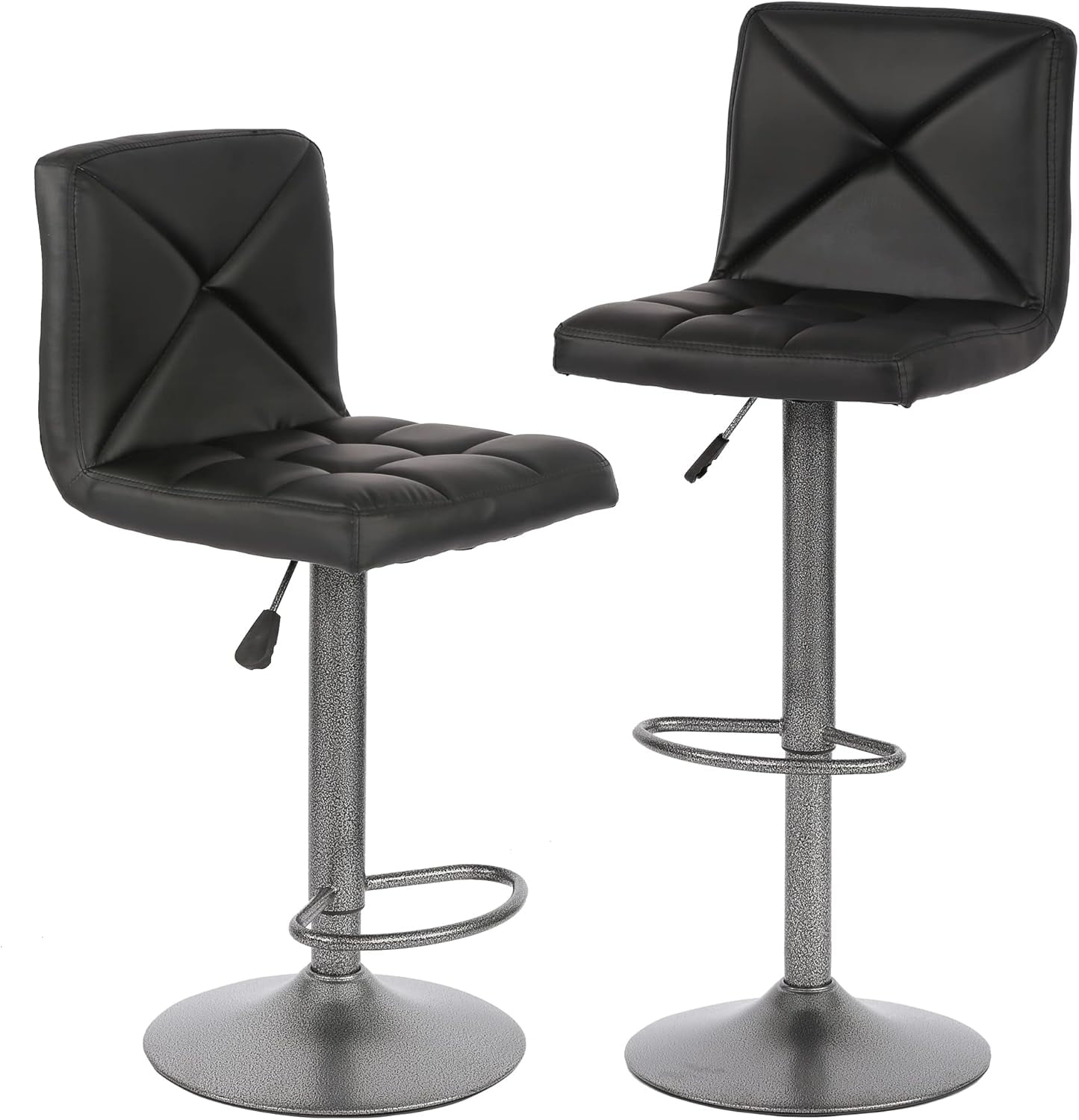 Bar Stools 2 Piece Set, PU Leather Swivel Bar Stools Kitchen Counter ...