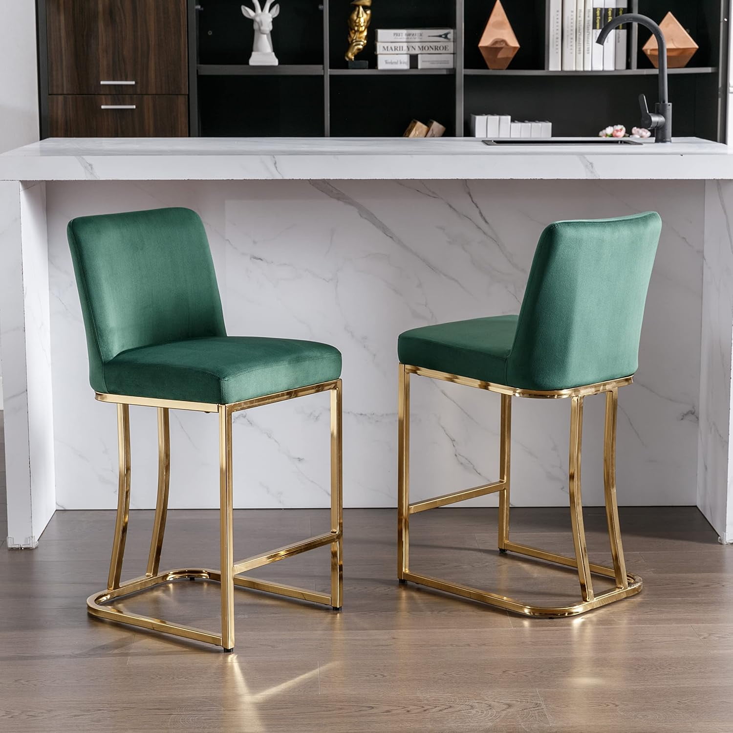 Bar Stools 24" Counter Height Bar Stools with Back PU Leather Bar Stool ...