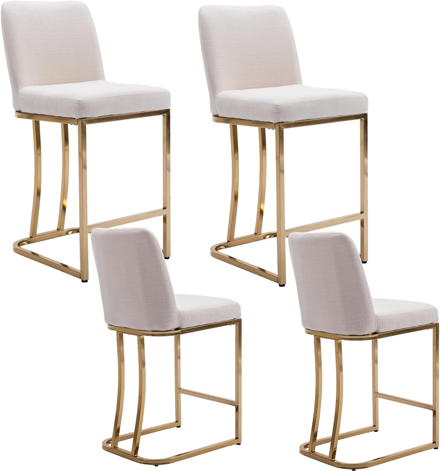 Bar Stools 24" Counter Height Bar Stools with Back PU Leather Bar Stool ...