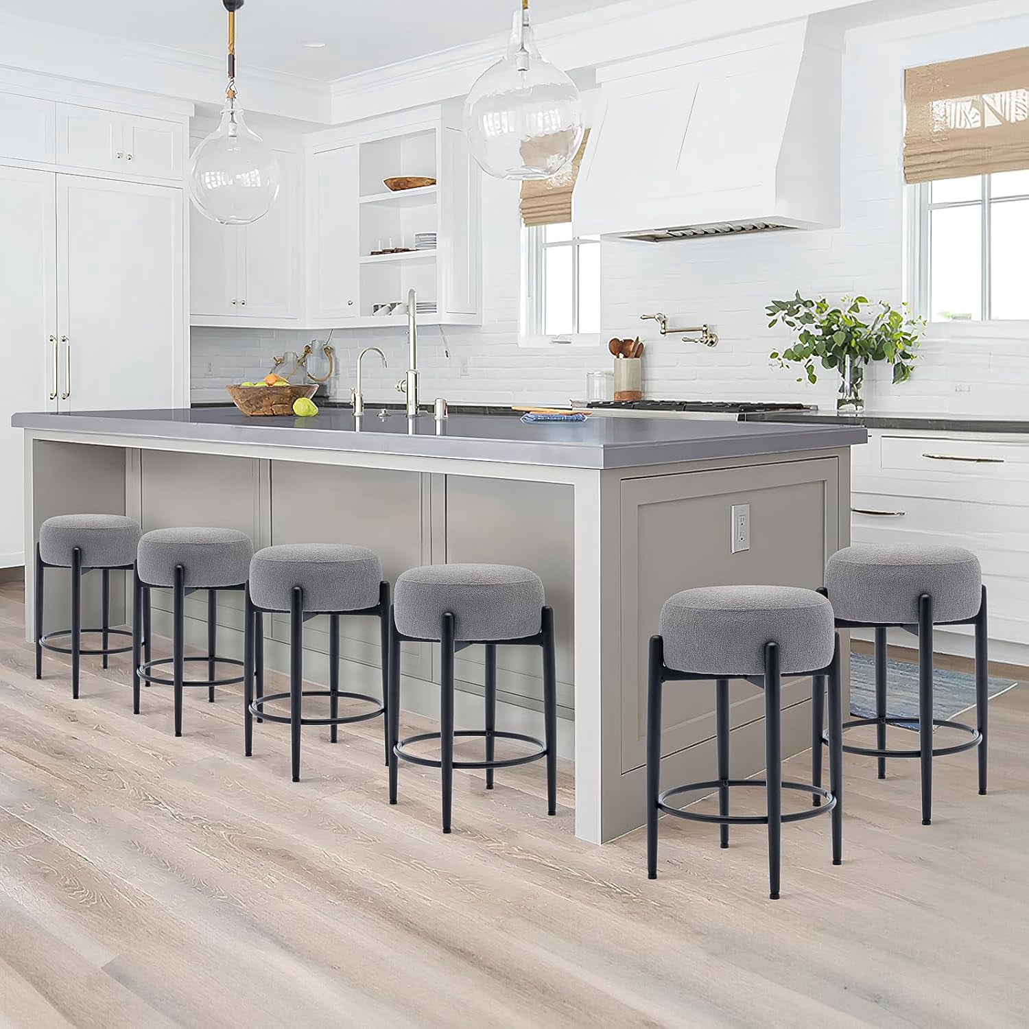Bar Stools 24" Sherpa Counter Height Stools with Round Soft Padded ...