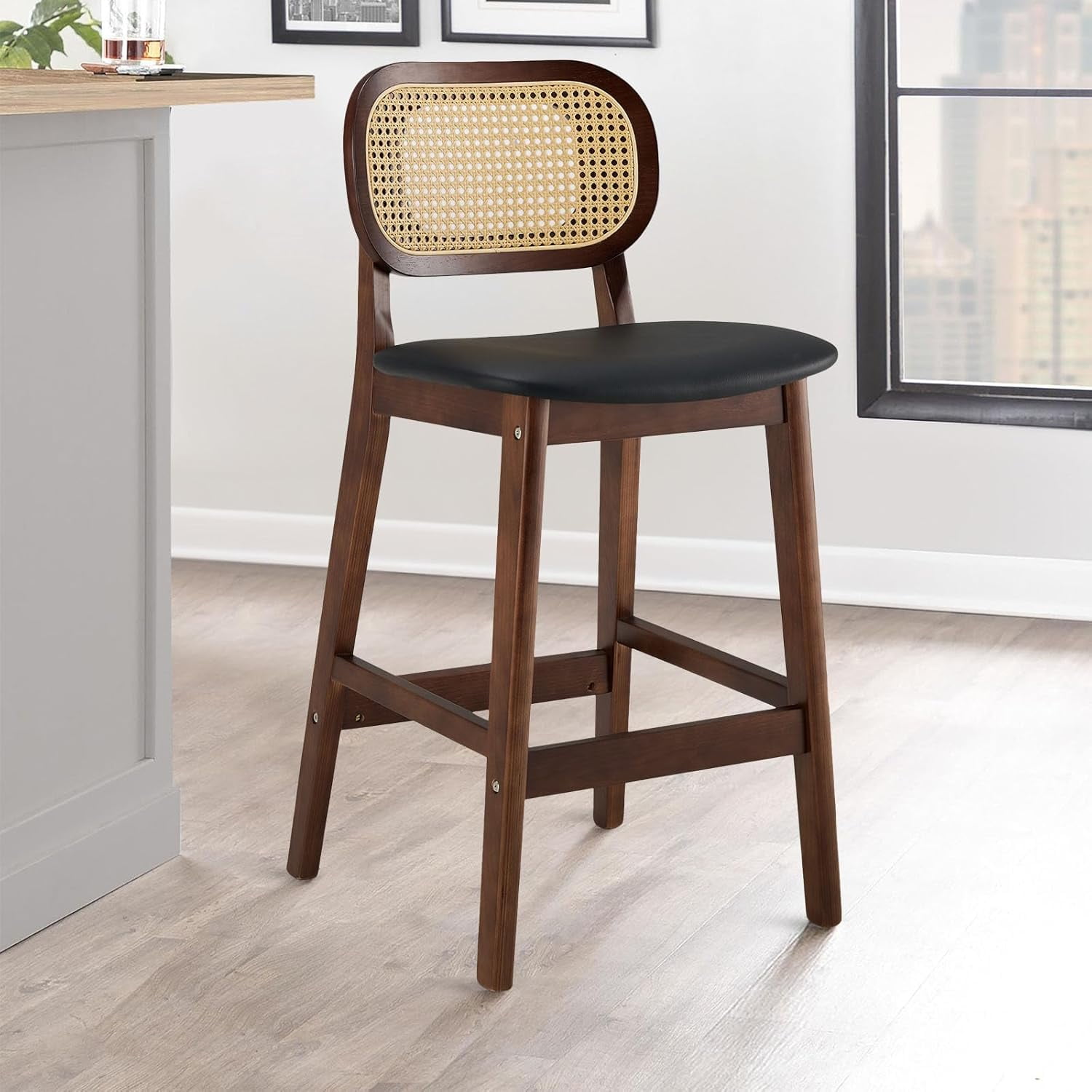 Bar Stools 25" Counter Height Stools Mid Century Modern Rattan Bar ...