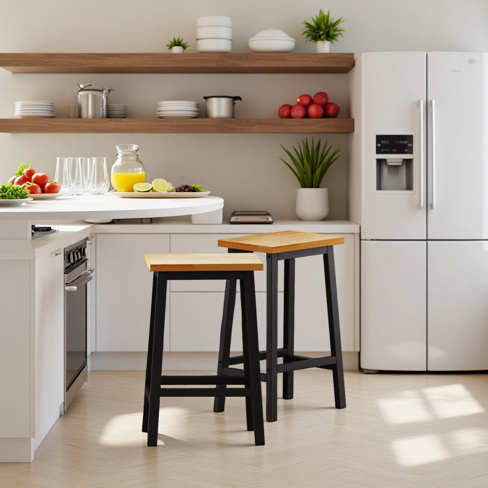 Bar Stools 25.6" Farmhouse Style Bar Chairs for Dining Room, Kitchen ...