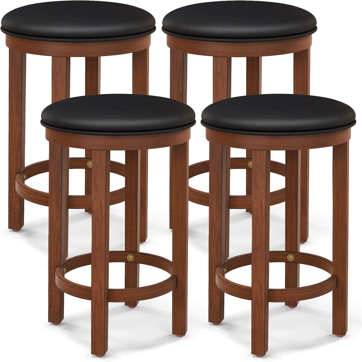 Bar Stools 25-Inch Counter Height Stools with Round Seat Footrest ...