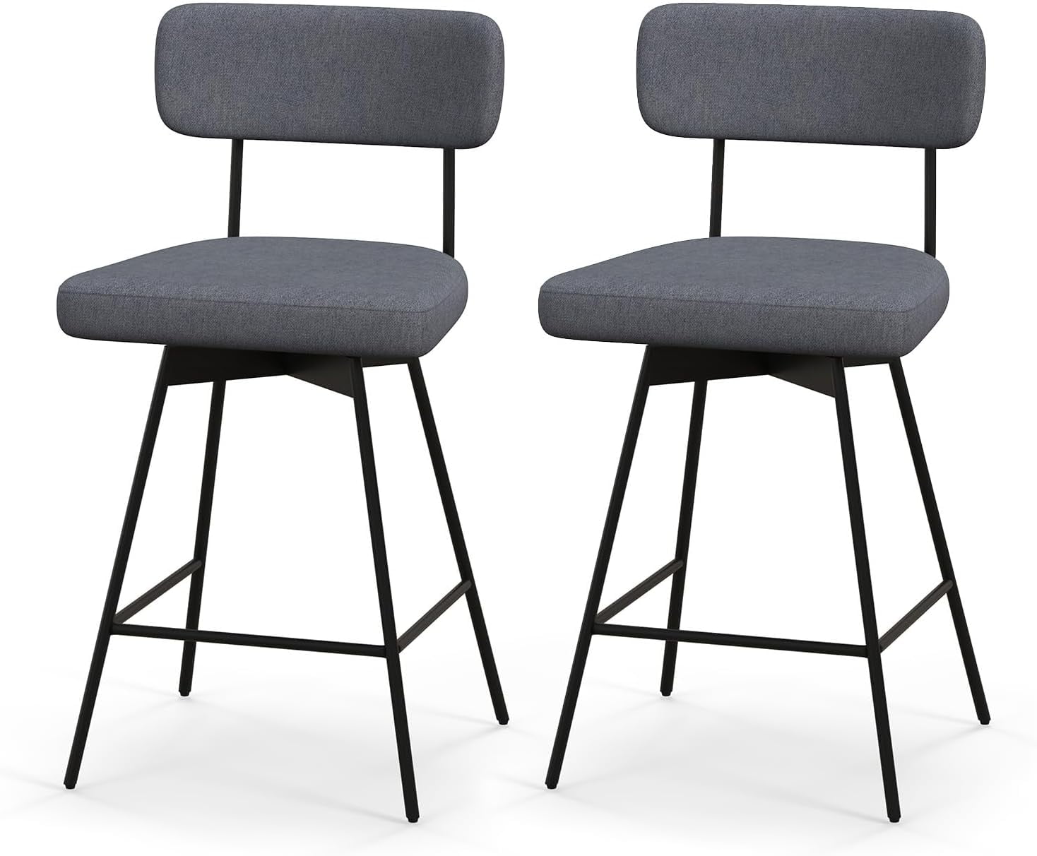 Bar Stools 25\u201D Upholstered Counter Height Bar Stools with Back 360 ...