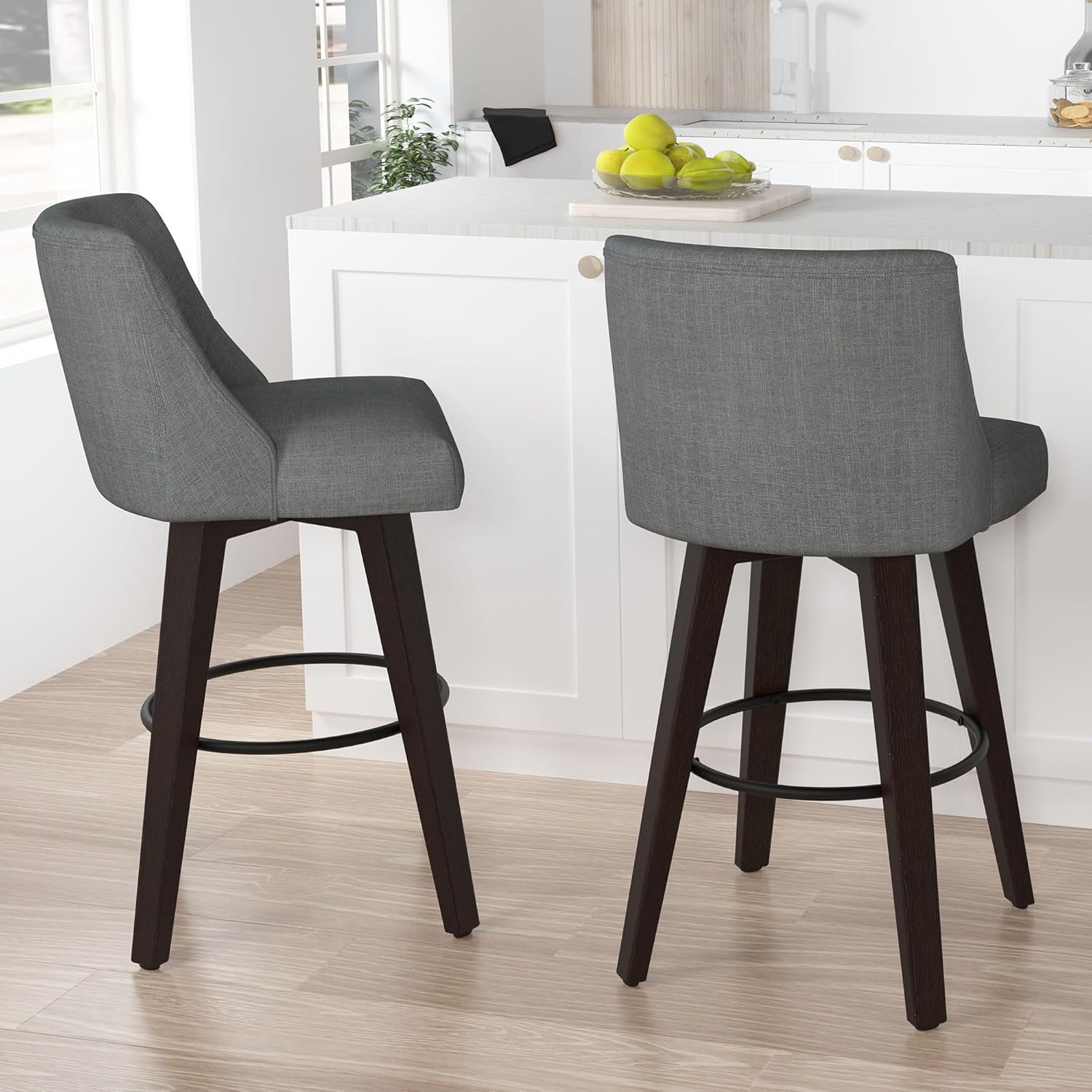 Bar Stools 26" H Counter Height Swivel Bar Stools Upholstered Kitchen ...
