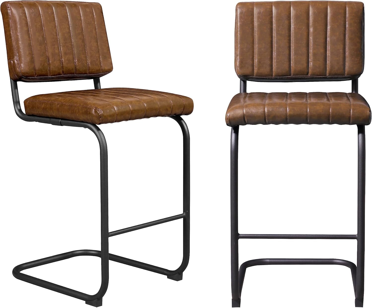 Bar Stools 26 Inch Counter Height Bar Stools Faux Leather Upholstered ...