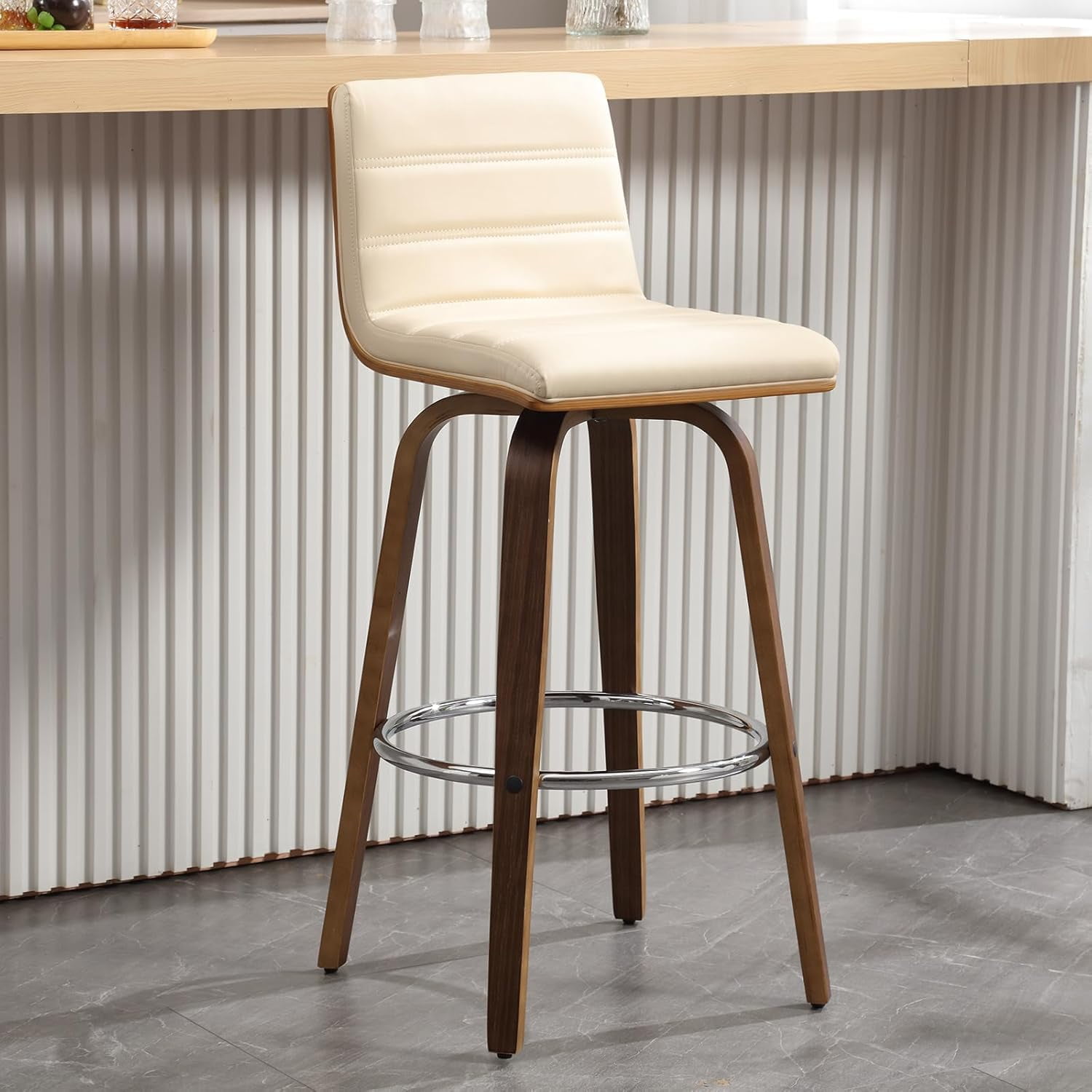 Bar Stools 26 Inch Counter Height PU Leather Swivel Counter Stools with ...
