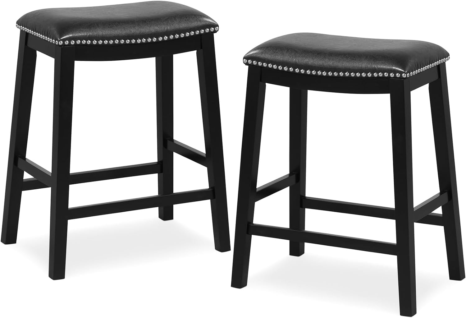 Bar Stools 26 Inch Counter Height Saddle Stools Solid Wood Legs with ...