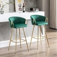 Bar Stools / 26 Inch Green Velvet Bar Stools with Footrest and Base ...