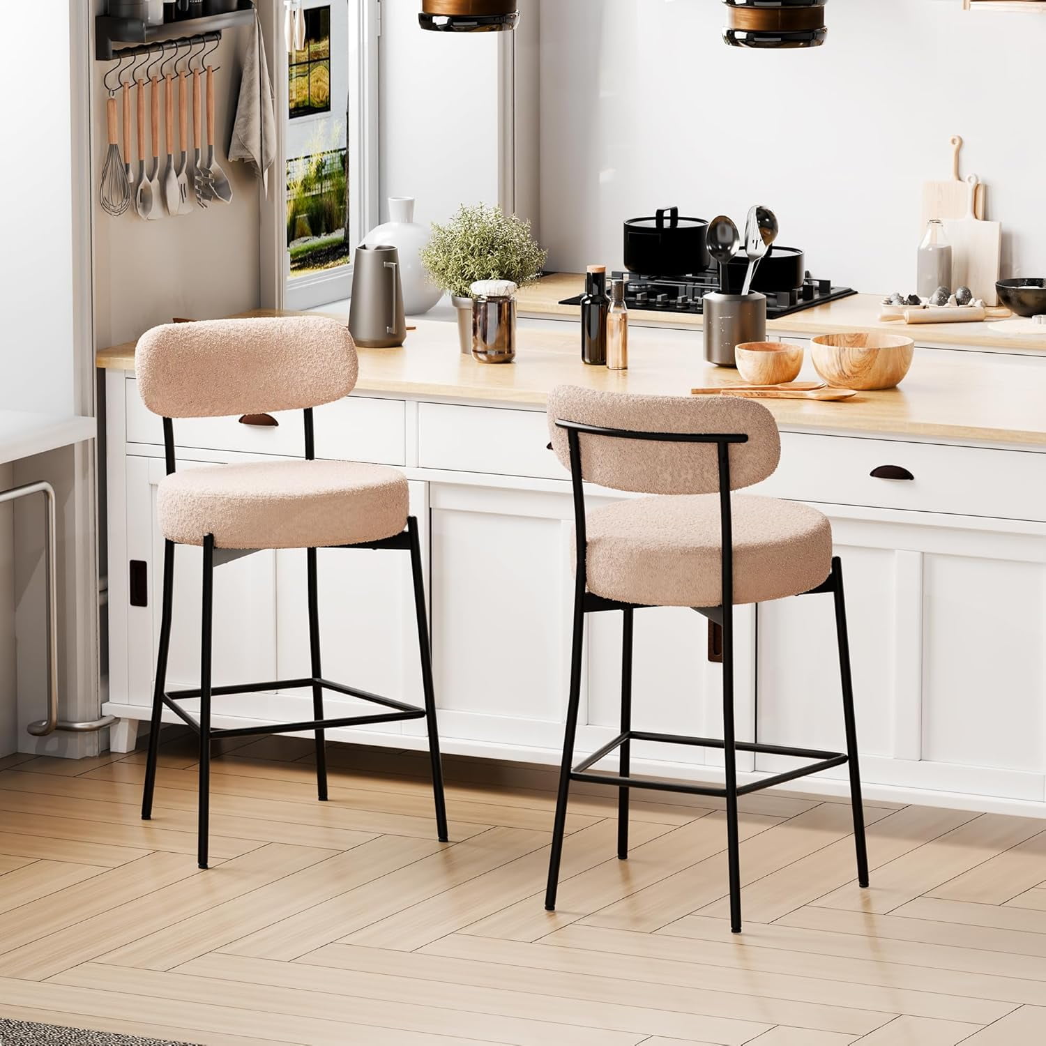 Bar Stools 27 Inches Counter Height Bar Stools with Back Metal Tall ...