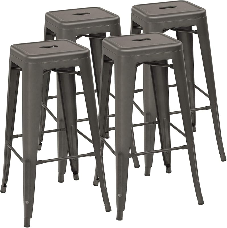 Bar Stools 30" Indoor Outdoor Stackable Barstools Modern Style ...