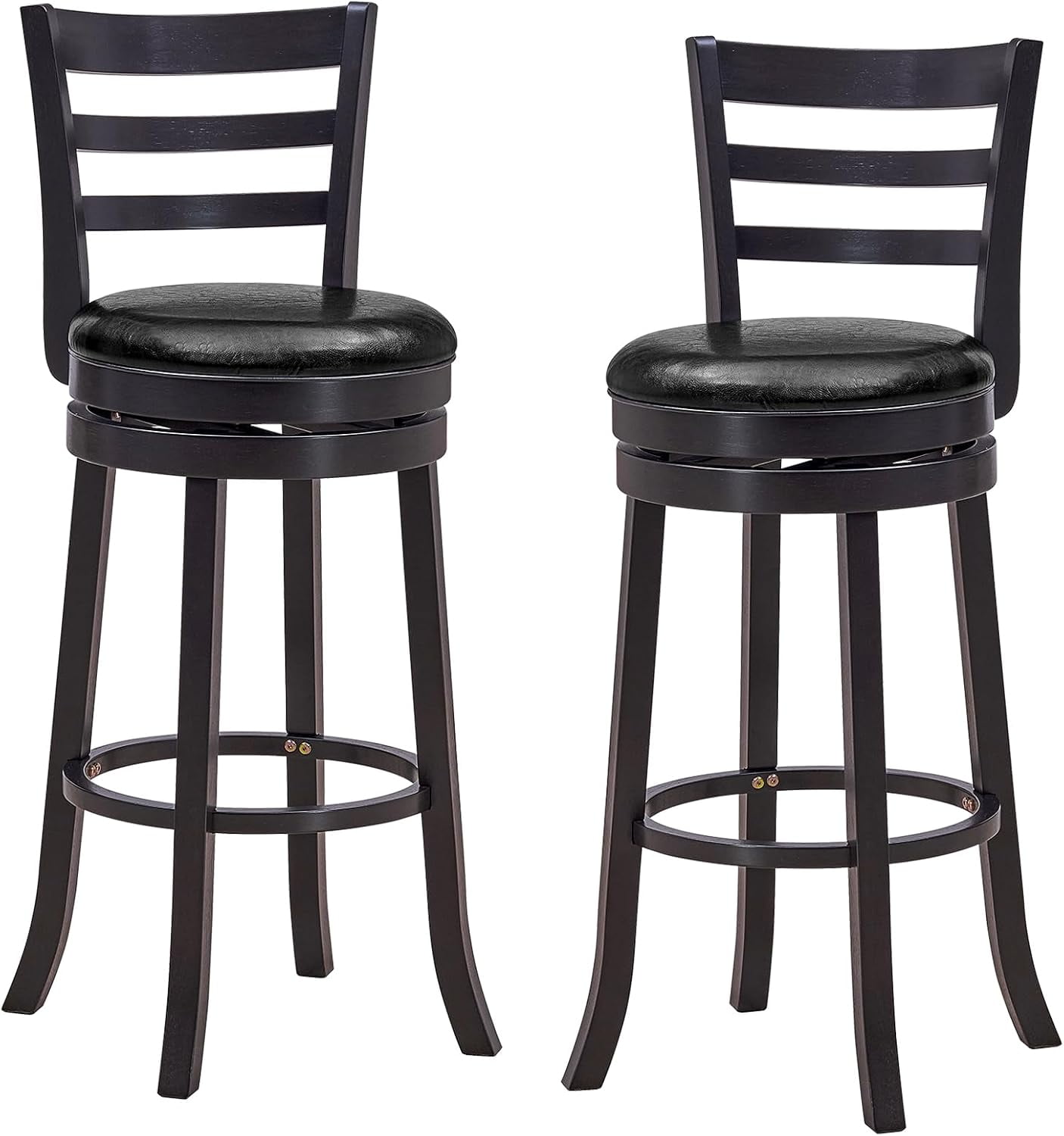Bar Stools 360-Degree Swivel Bar Chairs with PU Upholstered Seats Solid ...