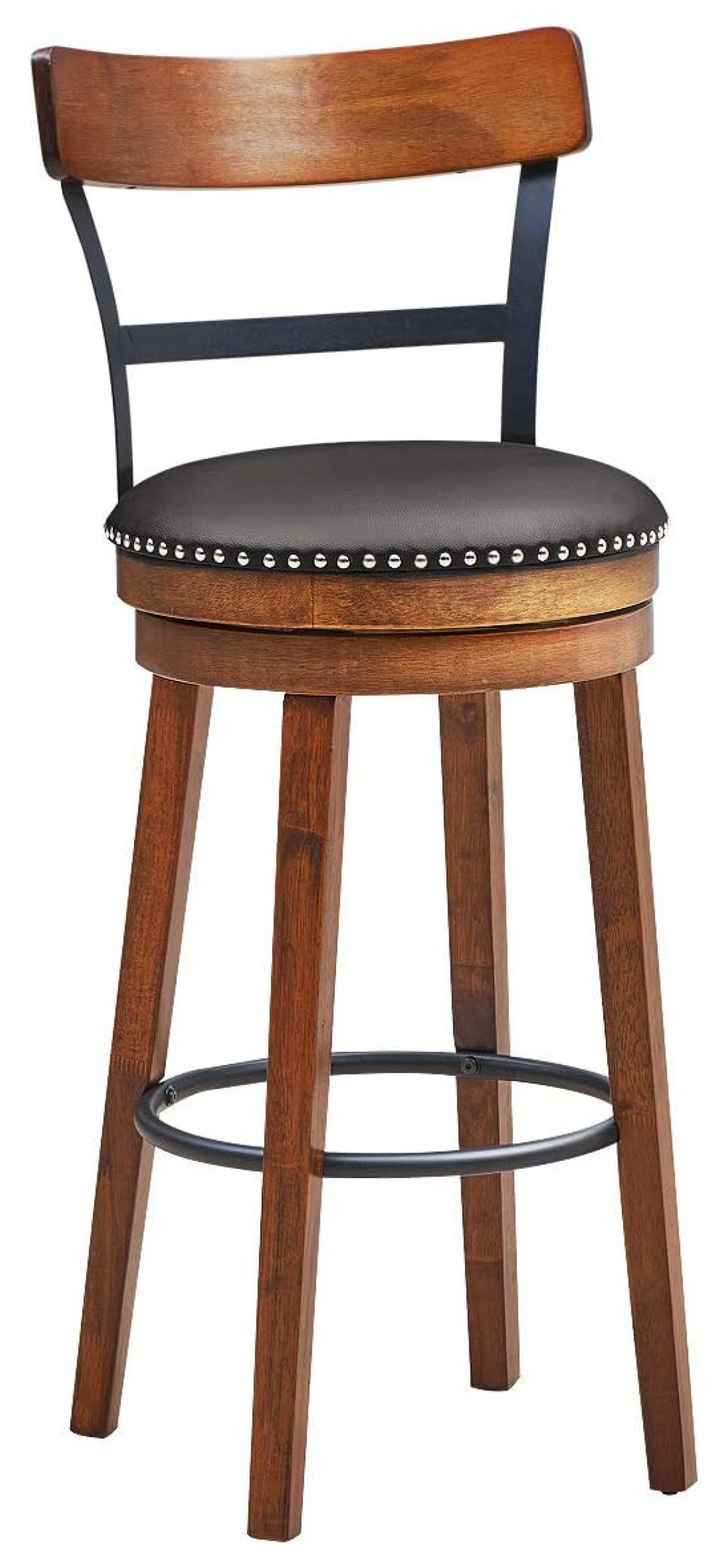 Bar Stools, 360-Degree Swivel Stools with Leather Padded Seat, Single ...