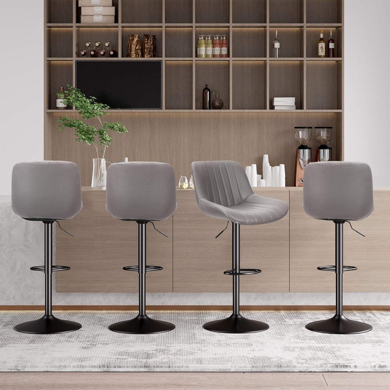 Bar Stools Adjustable Modern Swivel Bar Stools with Backs Counter ...