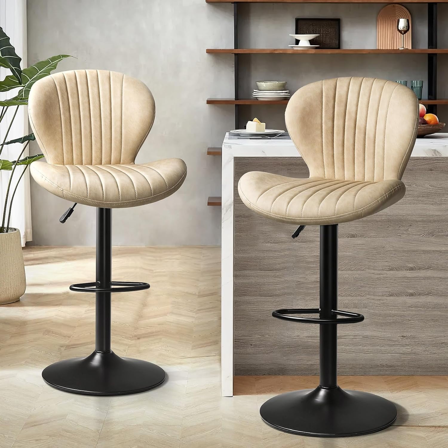 Bar Stools Adjustable Swivel Counter Height Bar Stools with Back ...