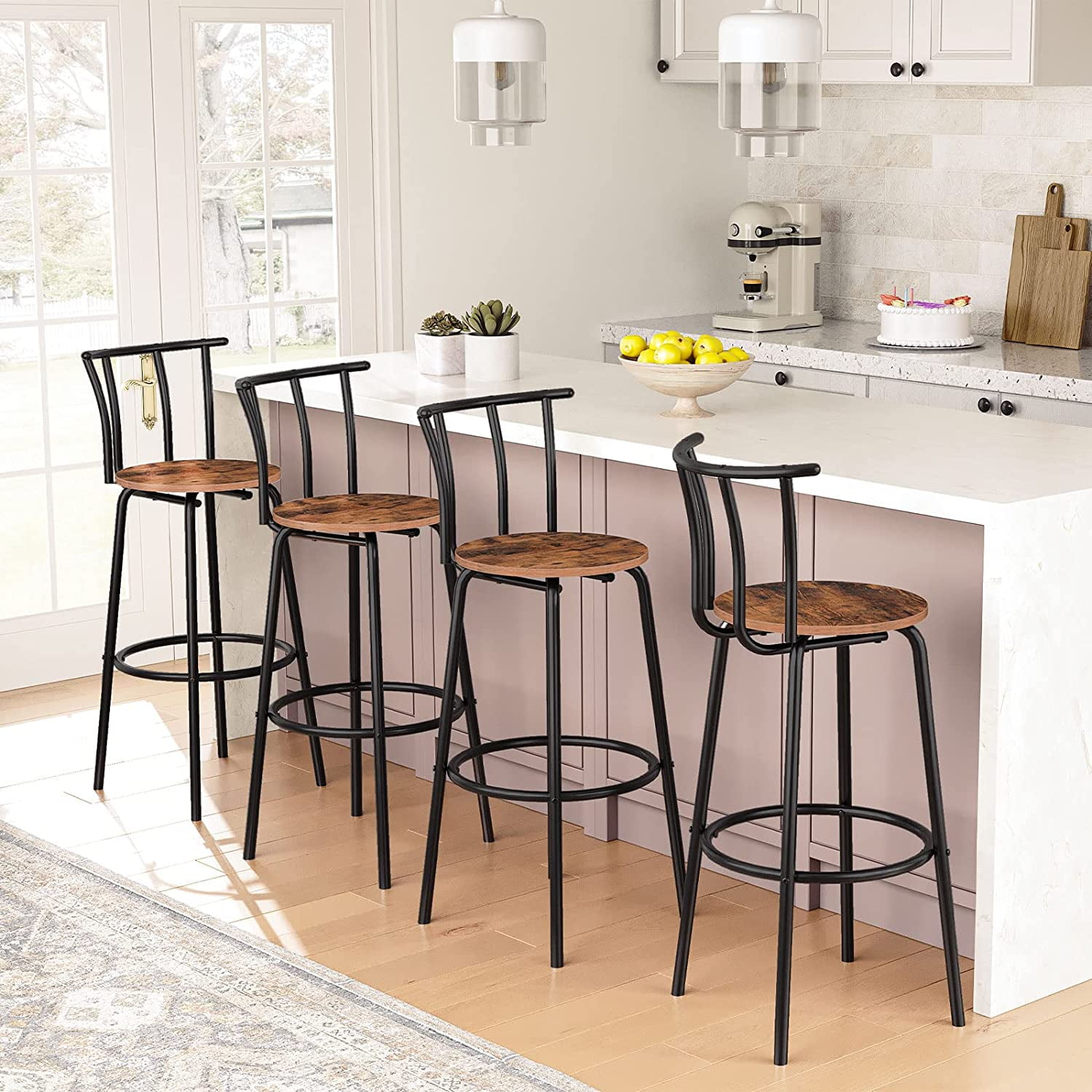 Bar Stools with Back, Bar Stools Set of 2, 27.8 Inch Counter Height bar ...