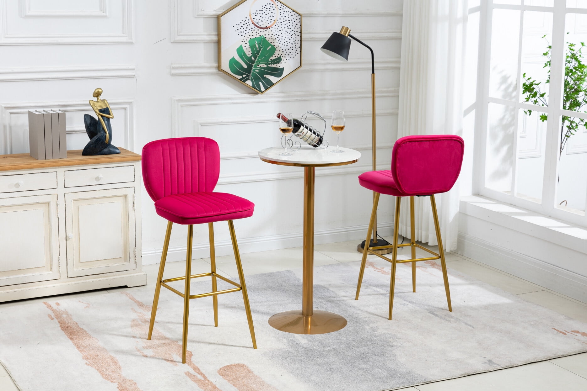 Bar Stools with Back and Footrest, Counter Height Dining Chairs with ...