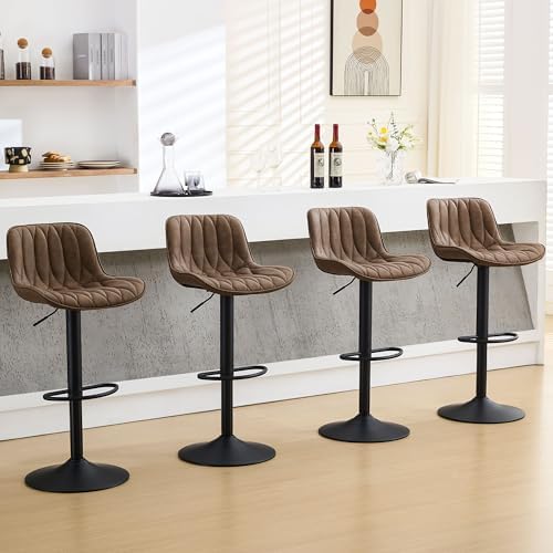 Bar Stools with Back Set of 4, Tan Counter Height Bar Stools ...