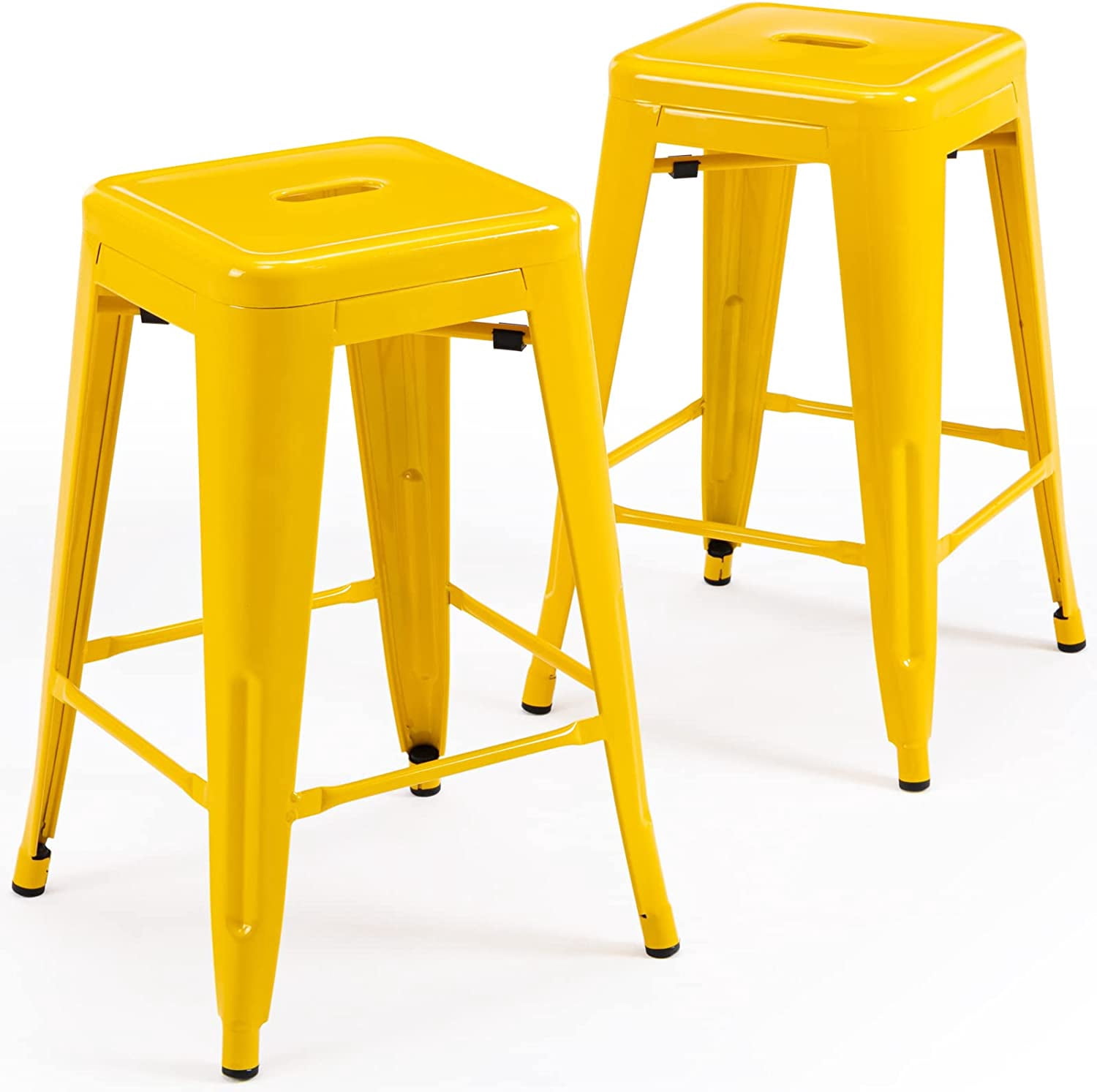 Bar Stools Backless Yellow Metal Barstools Indoor-Outdoor Counter ...