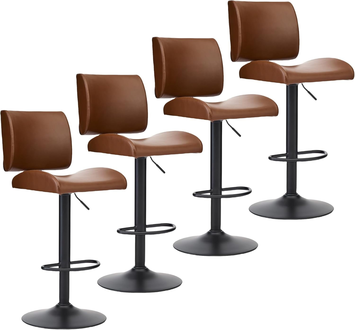 Bar Stools Black Swivel Bar Stools with Backs Faux Leather Adjustable ...