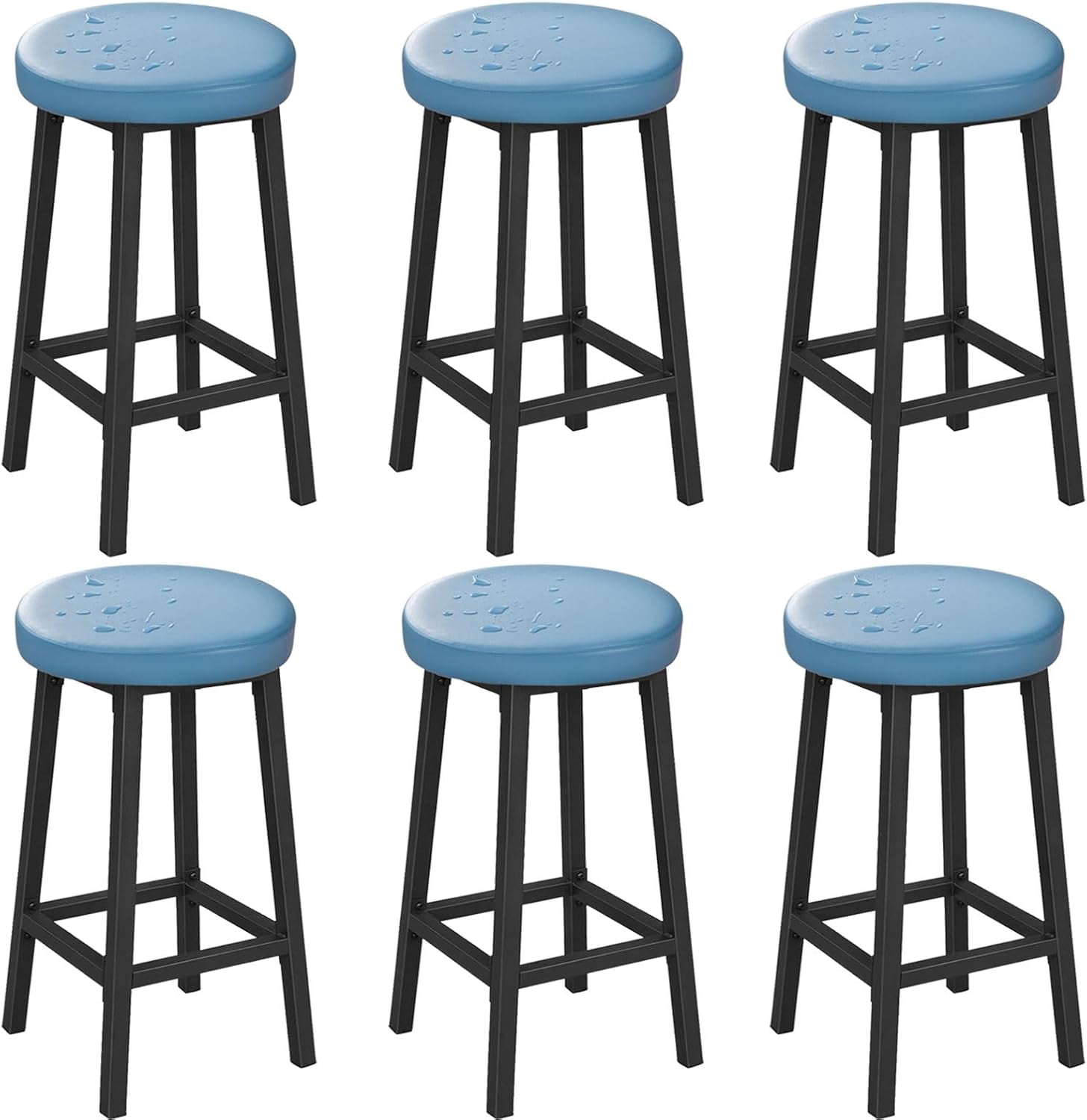Bar Stools Chair Seat Cover Round Set of 2/4 Waterproof PU Leather with ...