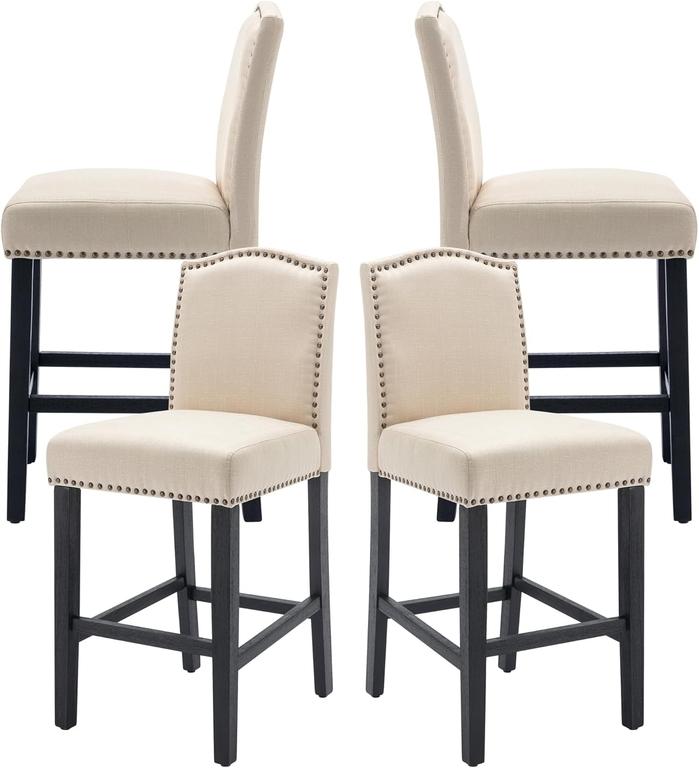 Bar Stools Classic Counter Height Chairs Upholstered Barstools with 29 ...