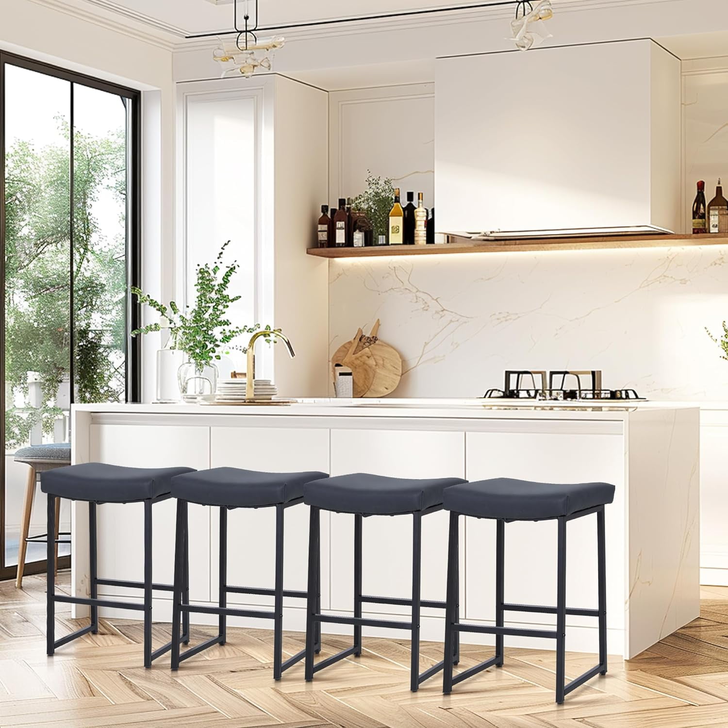 Bar Stools - Counter Height 24 Inches Barstools Backless Barstools with ...