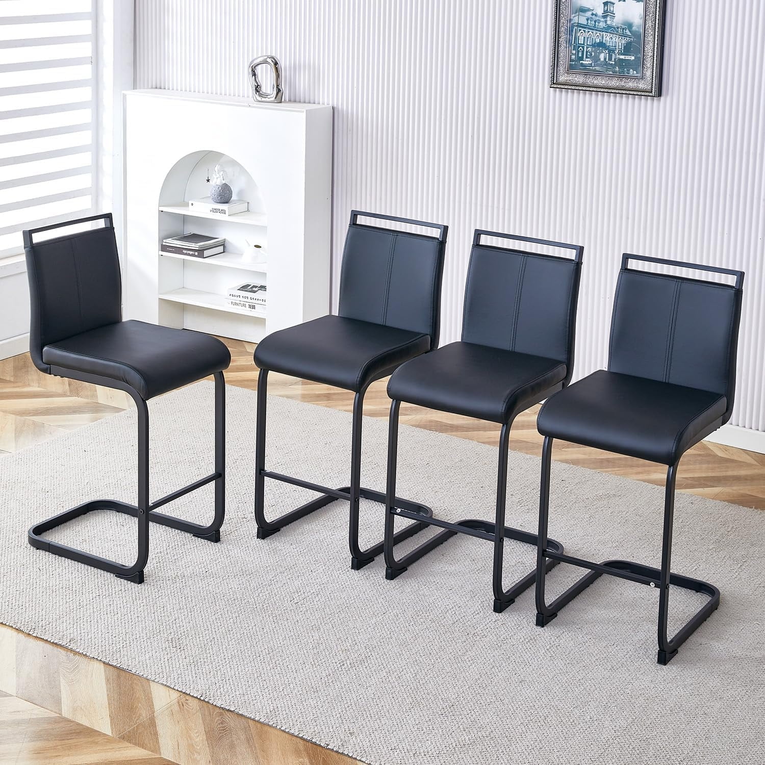 Bar Stools Counter Height Bar Stools with Backs White Faux Leather ...