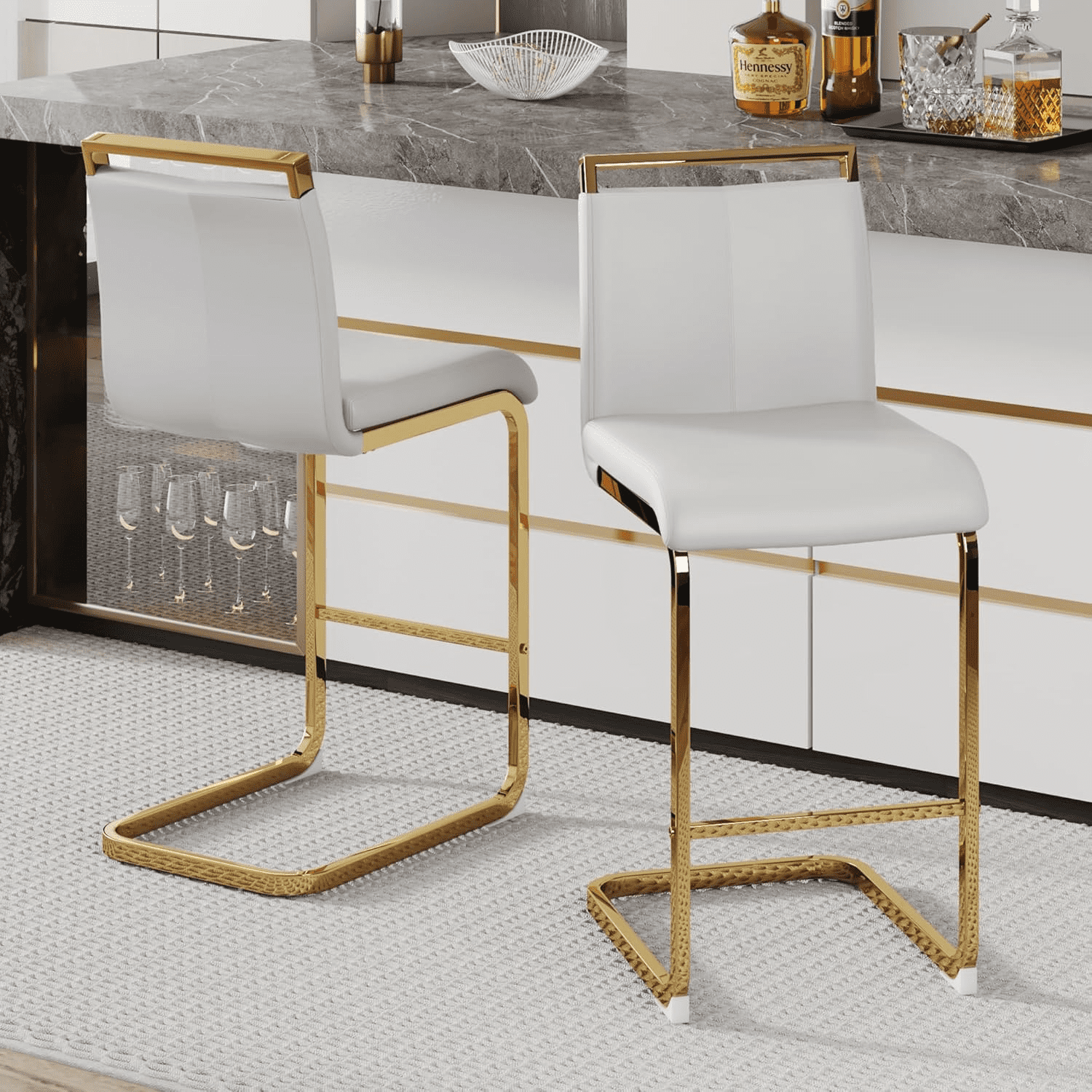 Bar Stools Counter Height Bar Stools with Backs White Faux Leather ...