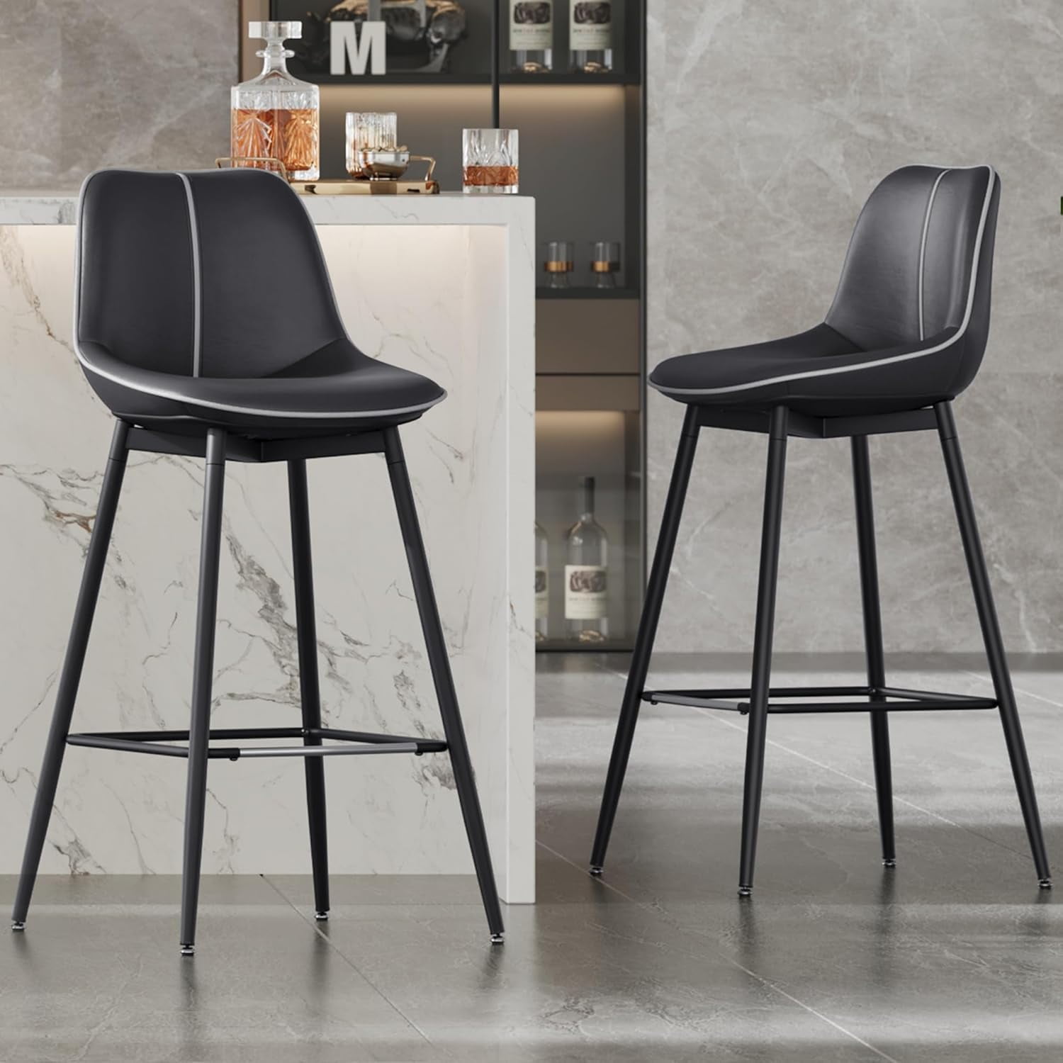 Bar Stools Counter Height Bar Stools with Back Ergonomic Backrest ...