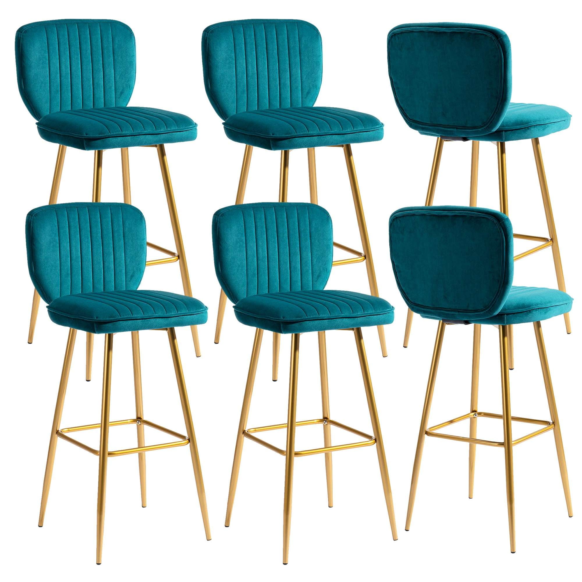 Bar Stools, Counter Height Barstools, Modern Velvet Upholstered Bar ...