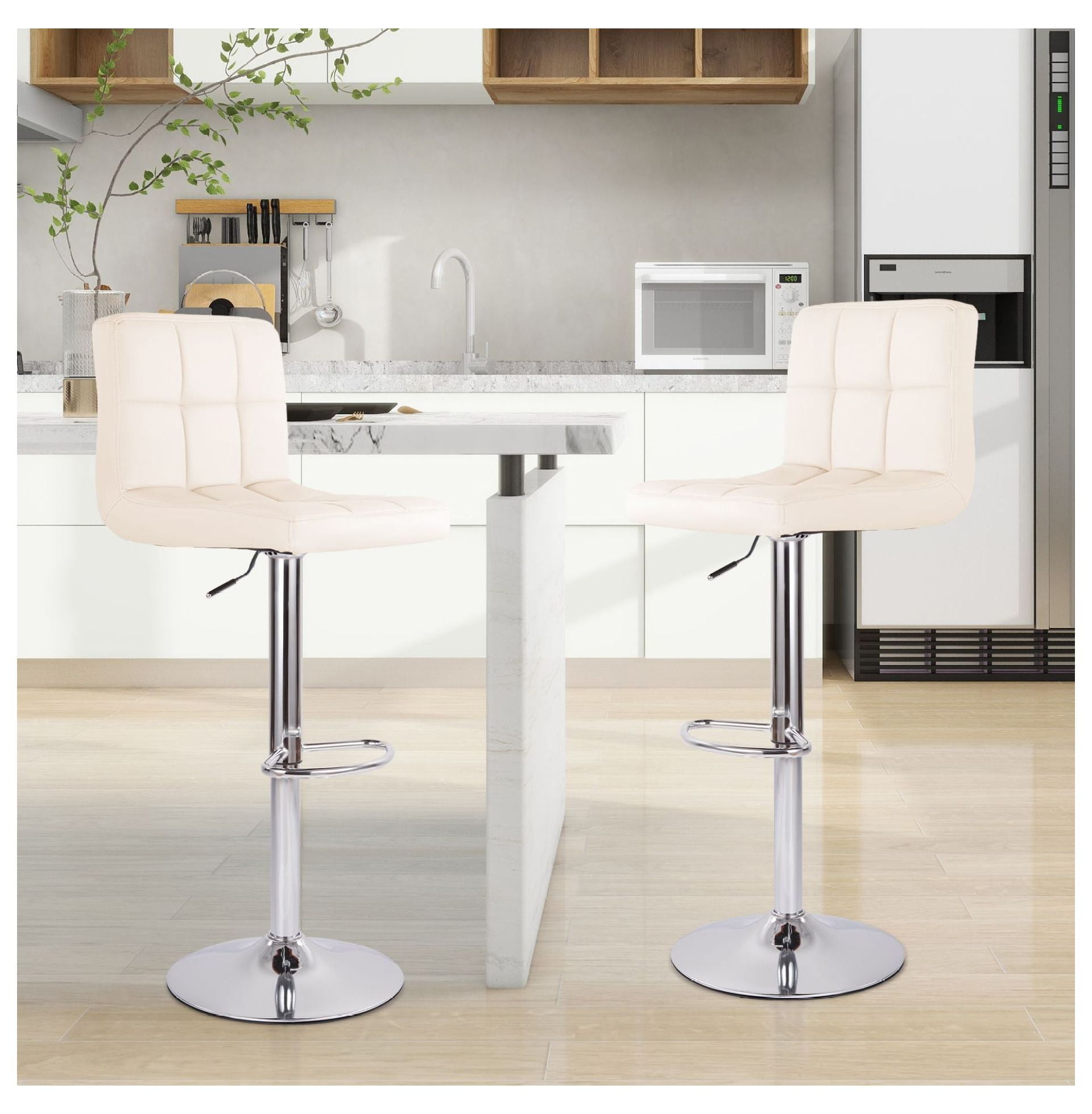 Bar Stools Counter Height Set of 2 - Adjustable Swivel Kitchen Island ...
