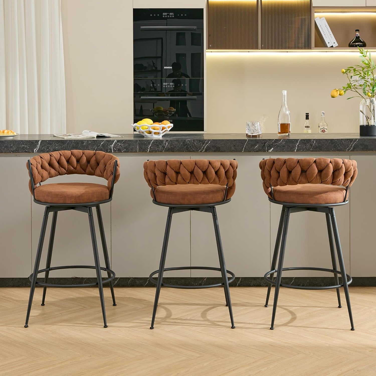 Bar Stools, Counter Height Stools 360° Swivel Bar Stools for Kitchen ...