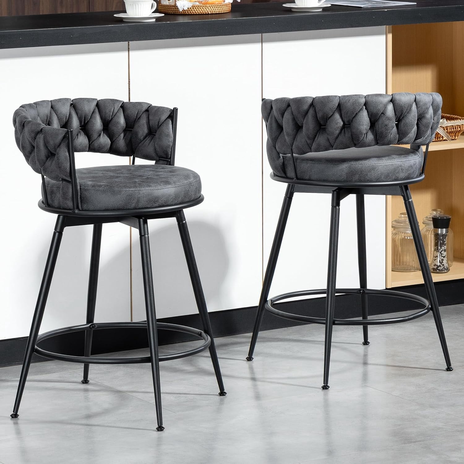 Bar Stools, Counter Height Stools 360° Swivel Bar Stools for Kitchen ...