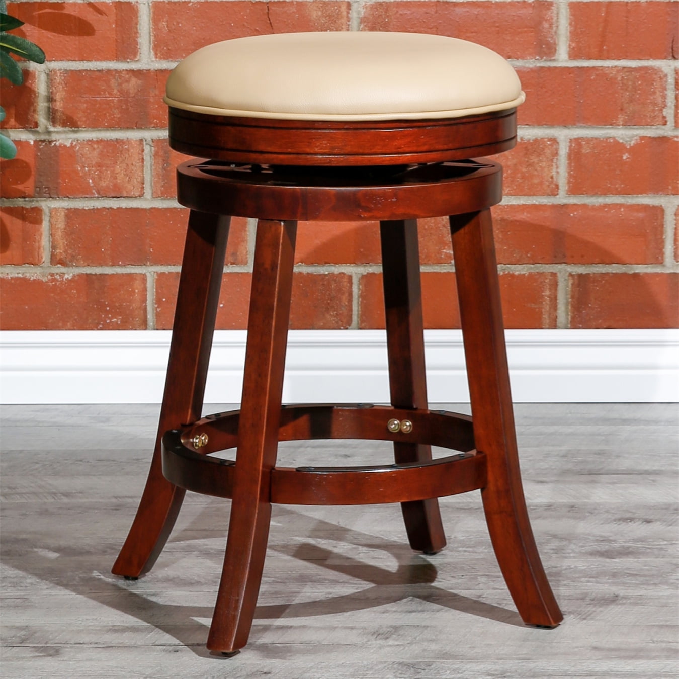 Bar Stools, Leather Counter Height Stools with Flared Legs, 30" Bar ...
