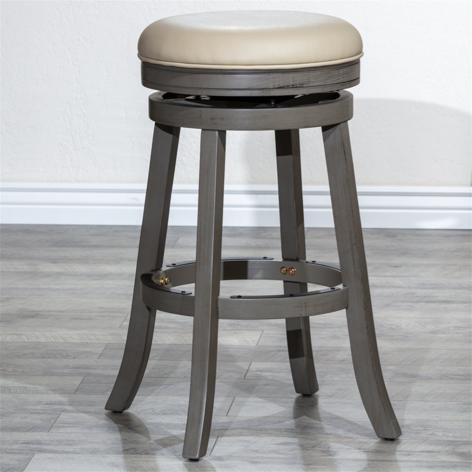 Bar Stools, Leather Counter Height Stools with Flared Legs, 30" Bar ...
