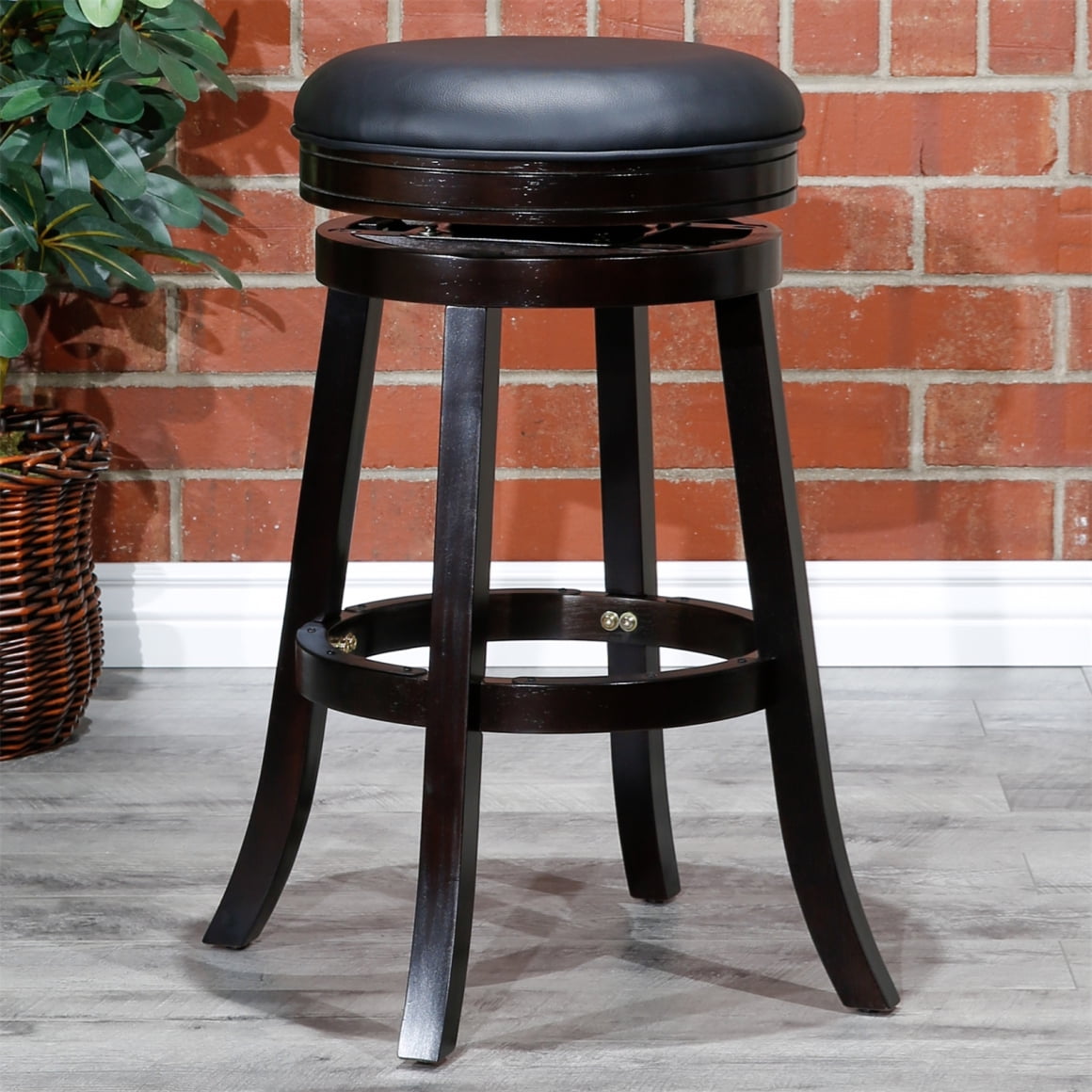 Bar Stools, Leather Counter Height Stools with Flared Legs, 30" Bar ...