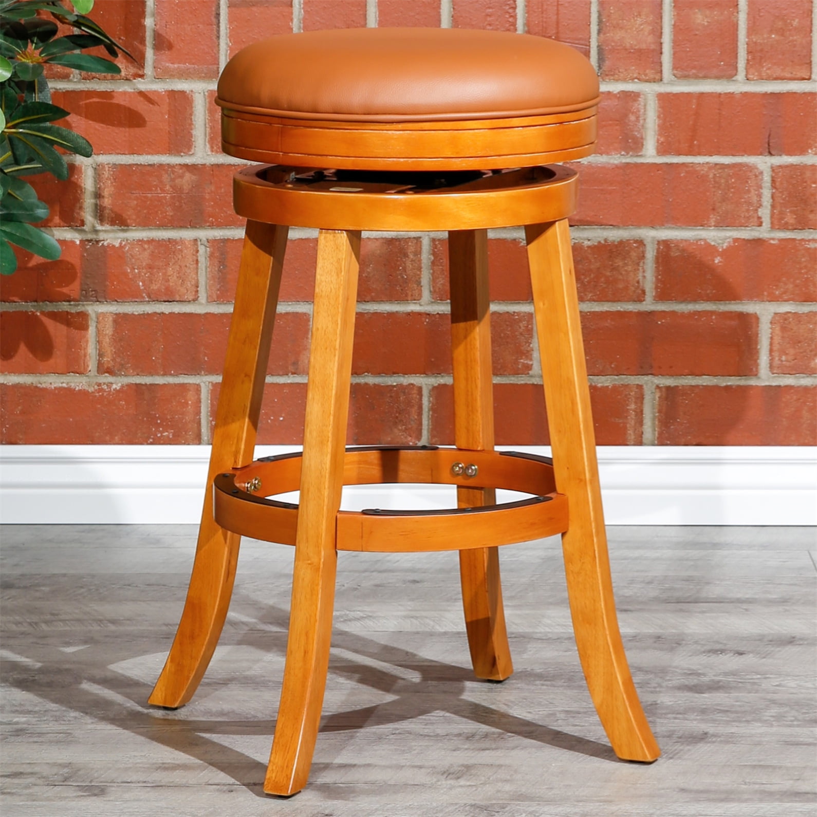 Bar Stools, Leather Counter Height Stools with Flared Legs, 30" Bar ...