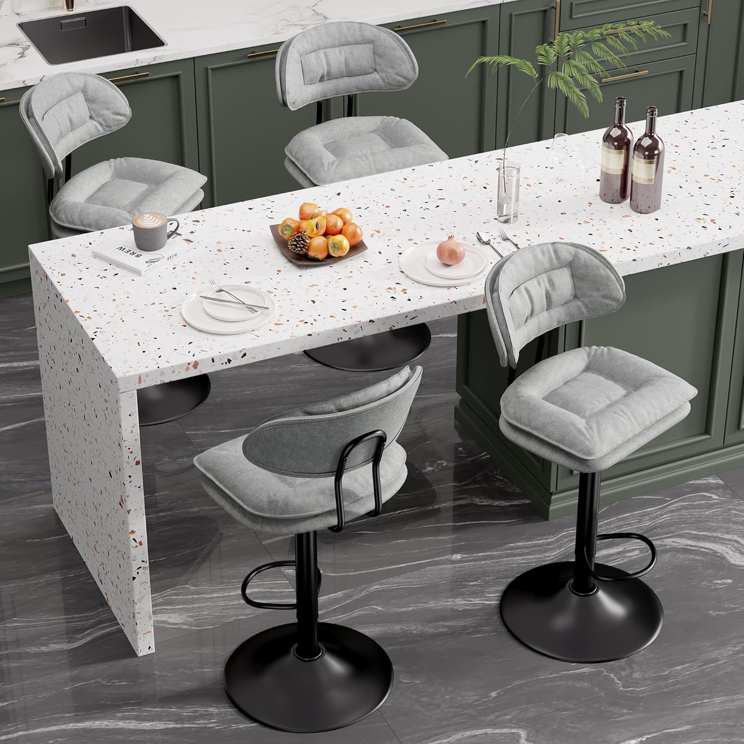 Bar Stools Modern Adjustable Swivel Counter Height Barstools for ...