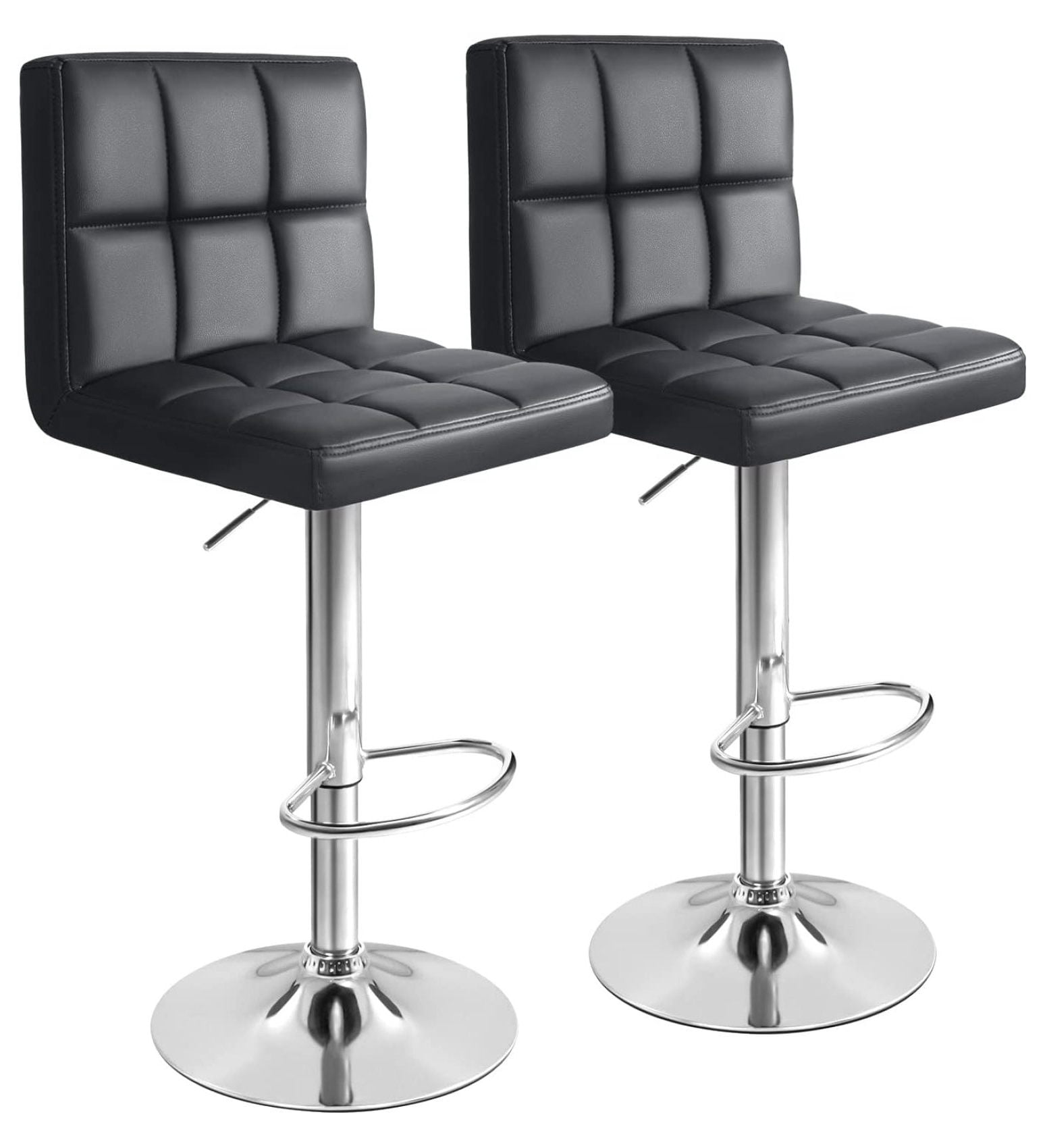 Bar Stools Modern PU Leather Adjustable Barstools with Back Armless ...