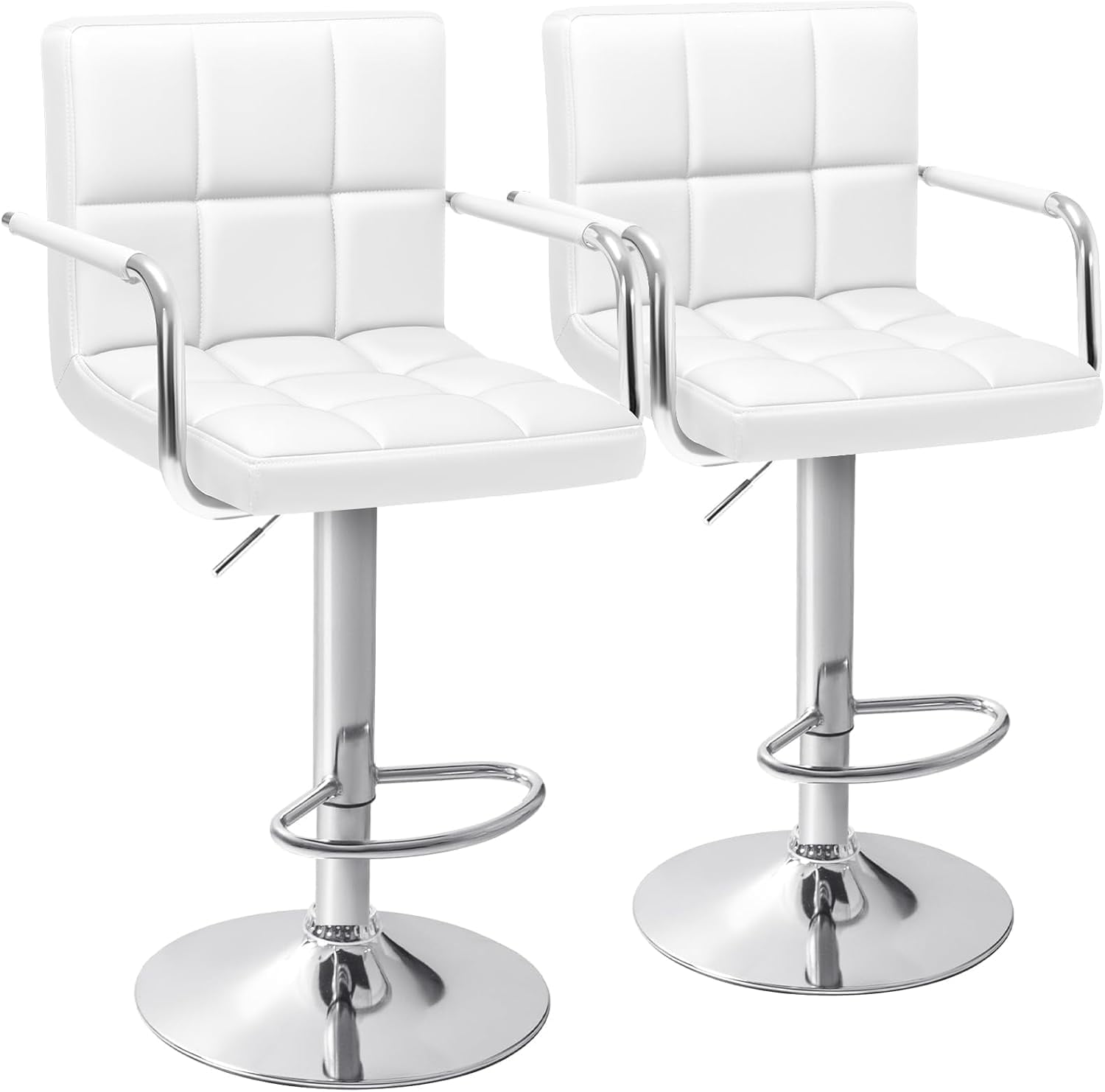 Bar Stools Modern PU Leather Adjustable Swivel Barstools Armless Hydraulic Kitchen Counter Bar ...