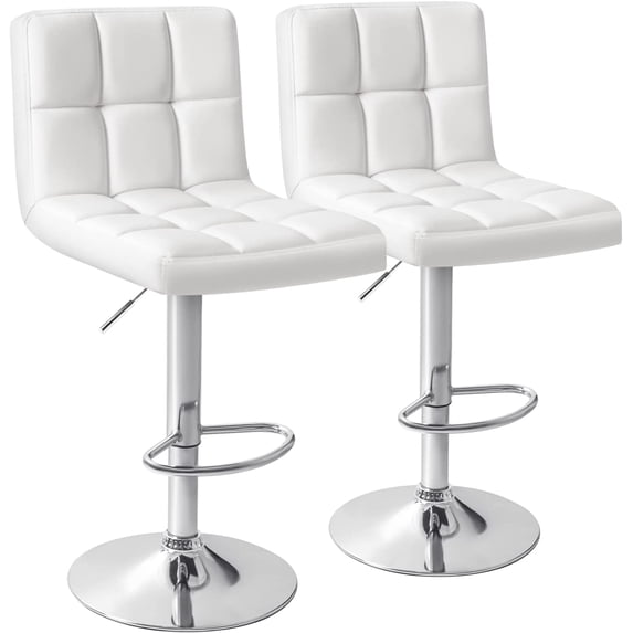 Bar Stools Modern PU Leather Adjustable Swivel Barstools, Armless ...
